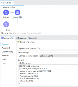 Execute SQL DDL - MuleSoft Oracle DB connector