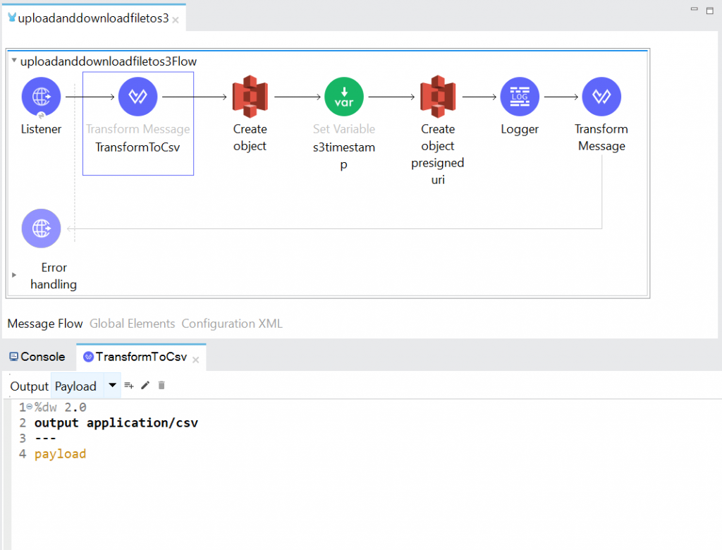 Read/Download Object From S3 Using S3 Connector In Mule 4