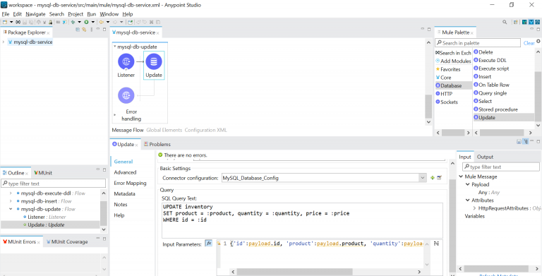 Update in MySQL DB table - MuleSoft DB connector